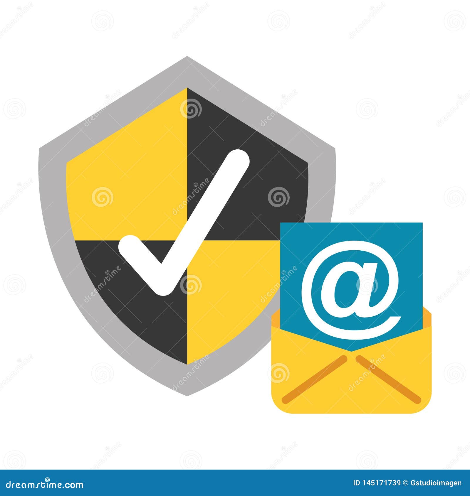 Email Shield Protection Check Mark Data Security Stock Vector ...