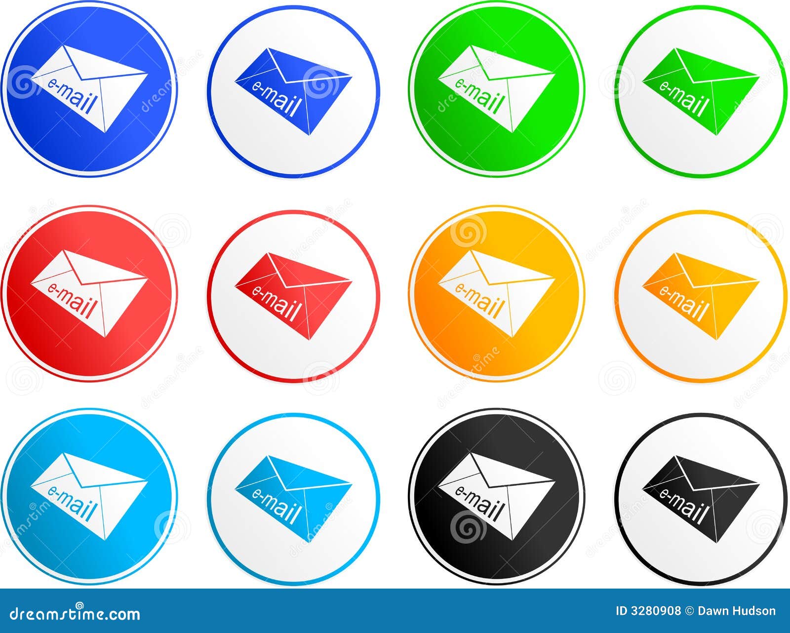 Email sign icons stock vector. Illustration of circles - 3280908
