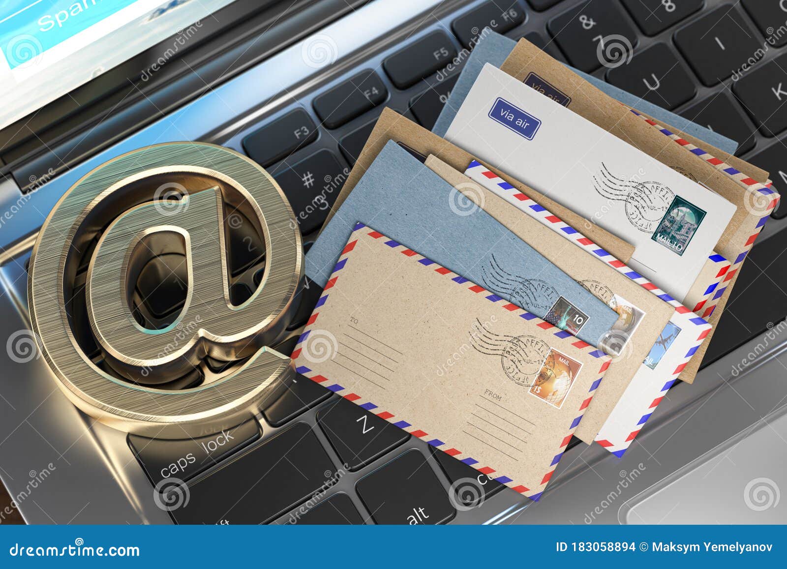 Email Sign and Letters on Laptop Keyboard. E-mail Concept Stock ...