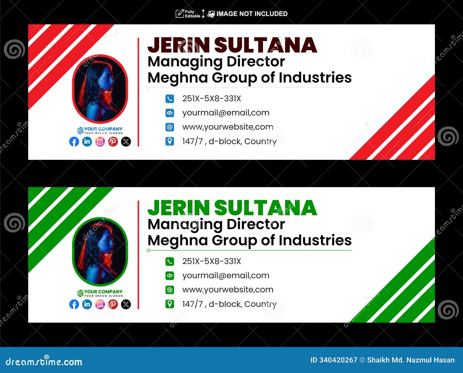 Email Signature Template Design Stock Illustration - Illustration of ...