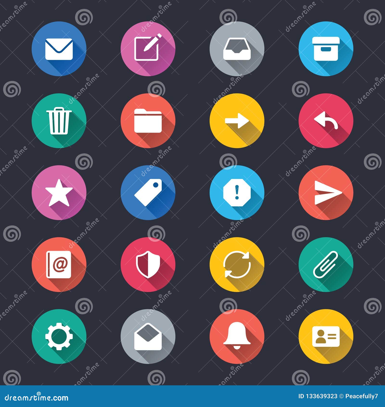 Email simple color icons stock vector. Illustration of notification ...