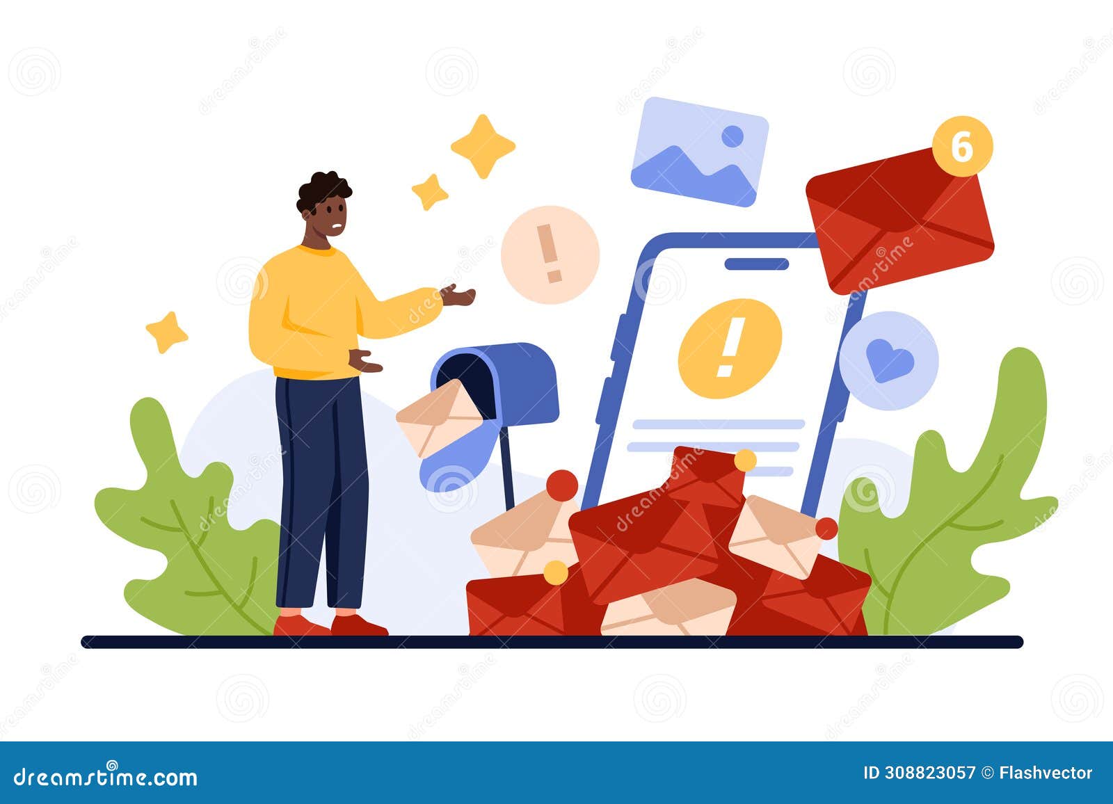 Email Spam Overload, Tiny Man in Anxiety from Online Delivery of Many ...