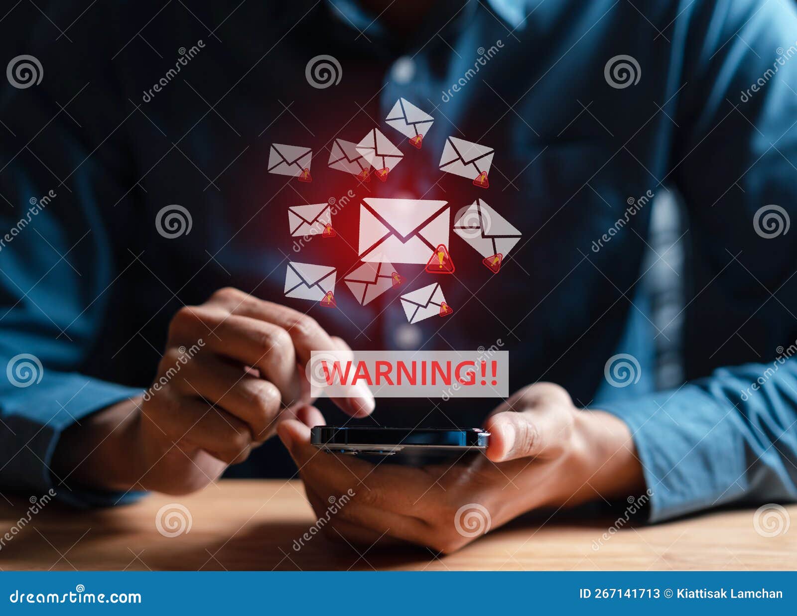 Email Spam Virus Warning Caution Sign for Notification on Internet ...