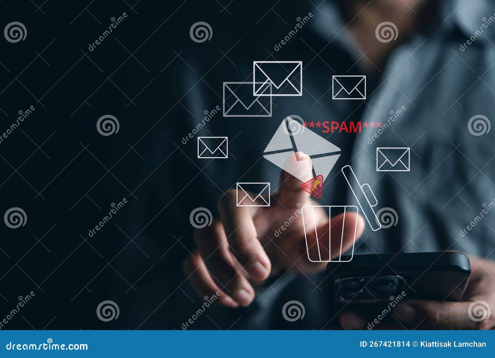 Email Spam Virus Warning Caution Sign for Notification on Internet ...