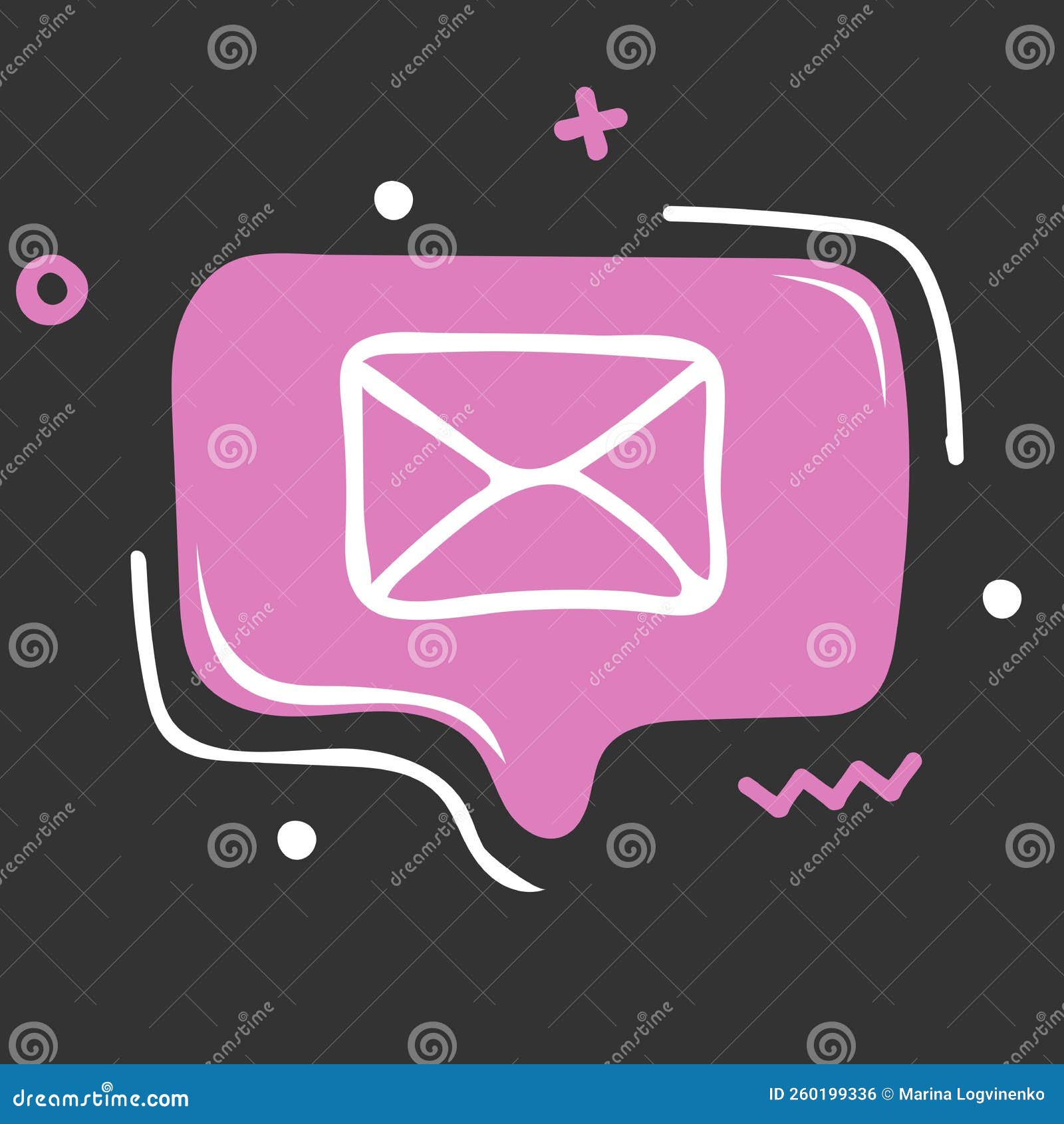 Email Speech Bubble Icon in Doodle Style Stock Vector - Illustration of ...