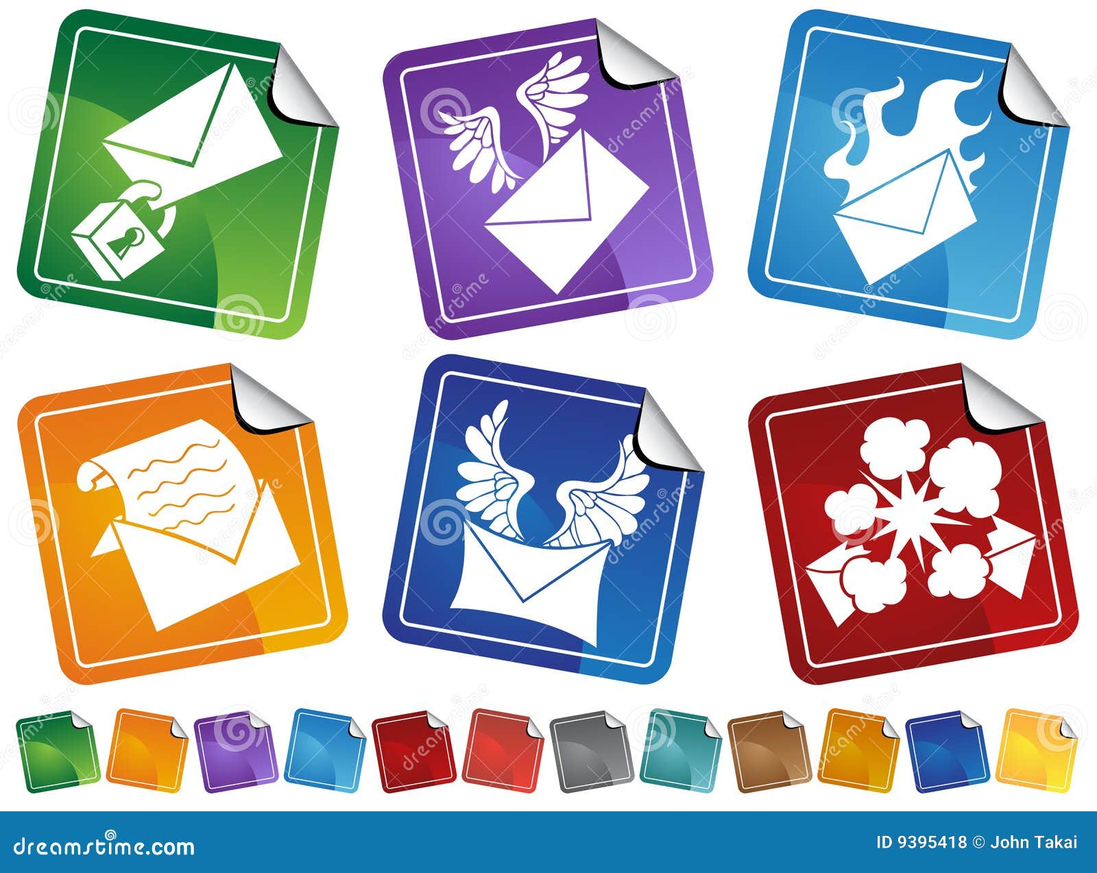 Email Sticker Button Set stock vector. Illustration of buttons - 9395418