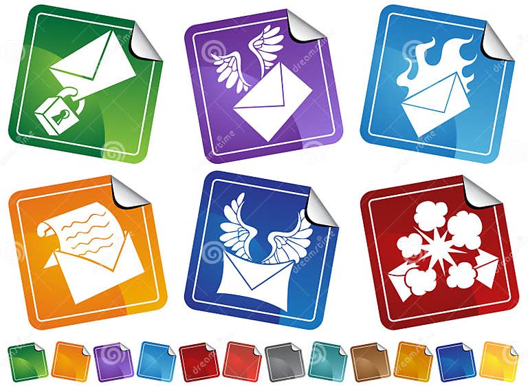 Email Sticker Button Set stock vector. Illustration of buttons - 9395418