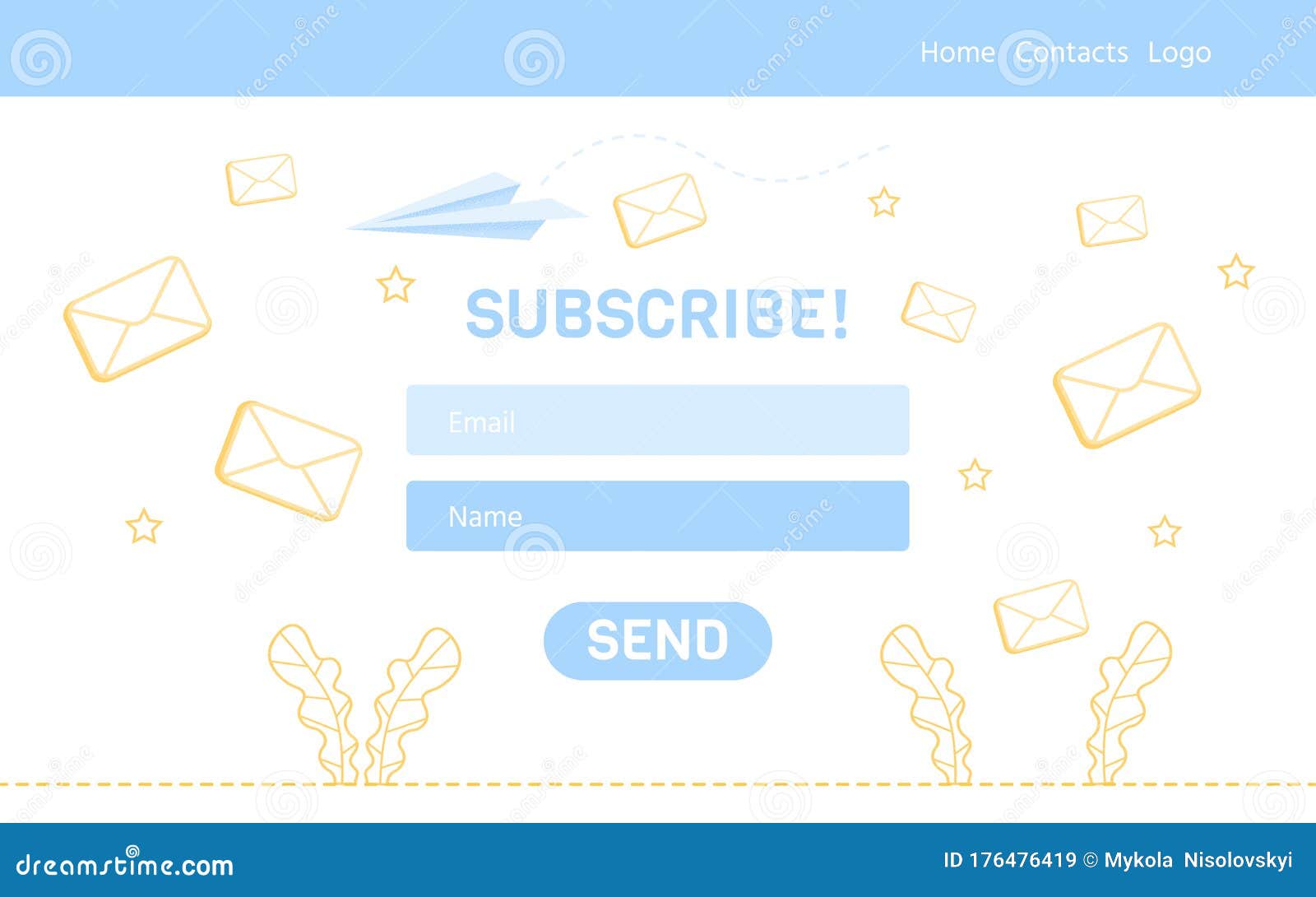 Email Subscribe Form Design Commerce Landing Page Stock Vector ...