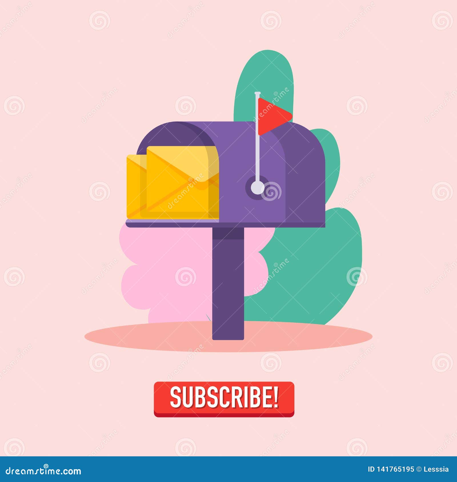 Email Subscribe, Mailbox and Submit Button. Online Newsletter Vector ...