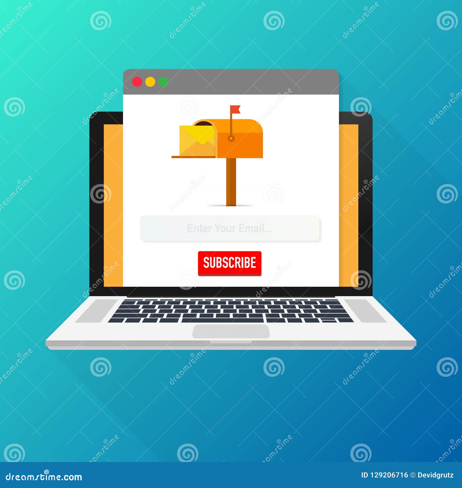 Email Subscribe, Online Newsletter Vector Template with Mailbox and ...