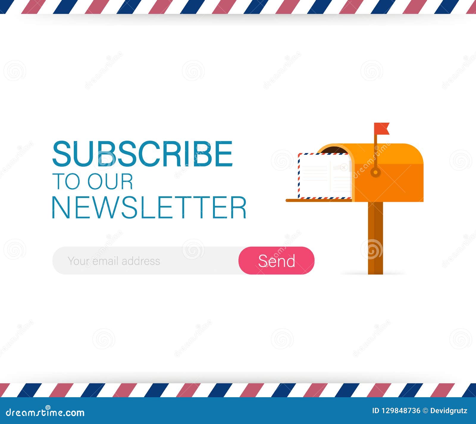 Email Subscribe, Online Newsletter Vector Template with Mailbox and ...