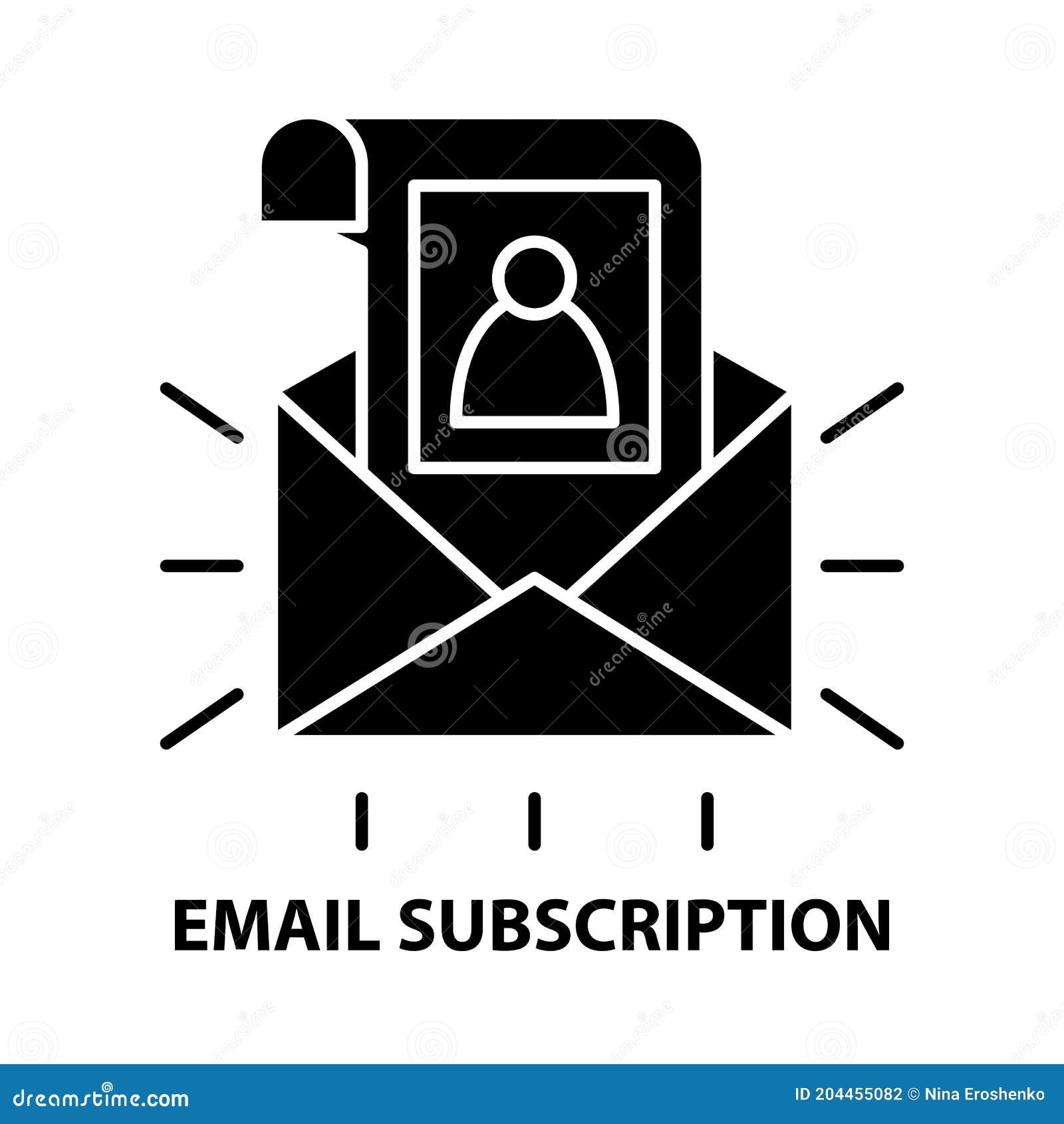 Email Subscription Icon, Black Vector Sign with Editable Strokes ...
