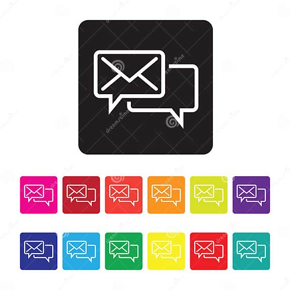 Email support icon set stock vector. Illustration of communication ...