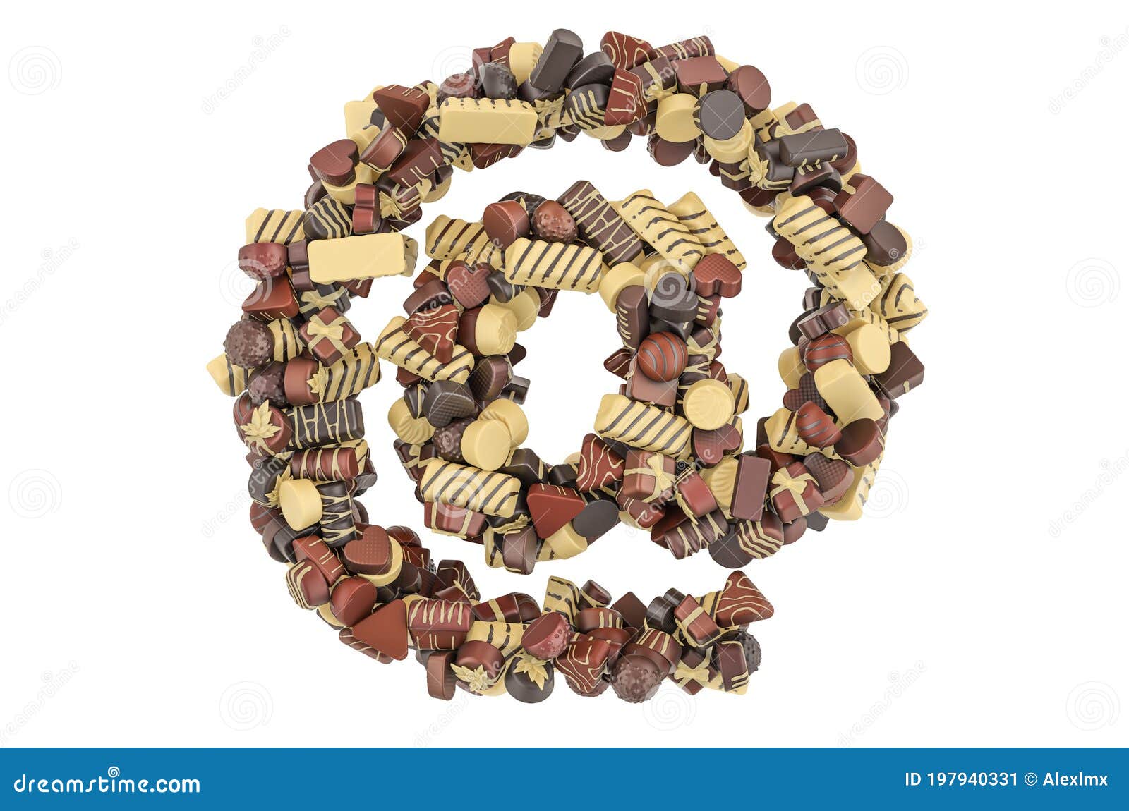 Email Symbol from Chocolate Candies. 3D Rendering Stock Illustration ...