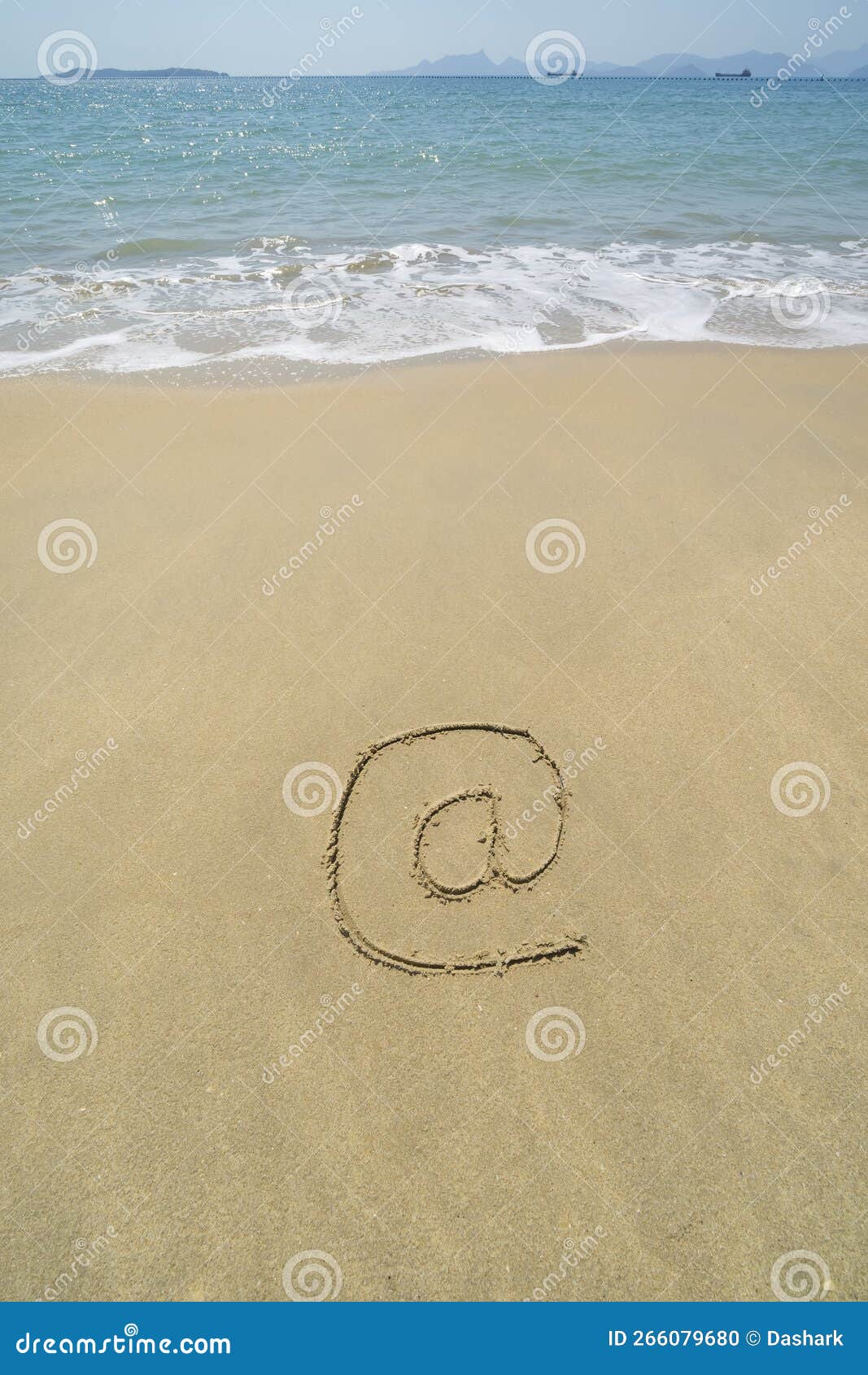 Email symbol draw on beach stock photo. Image of message - 266079680