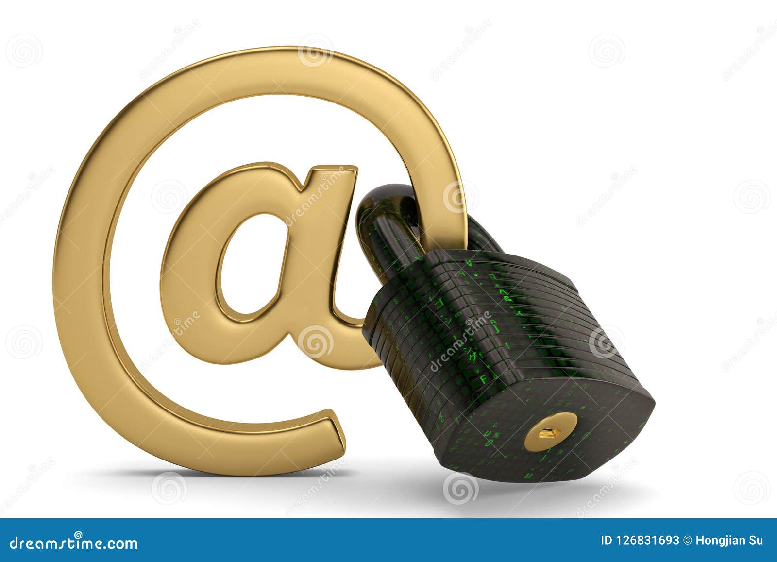 Email Symbol with Lock Isolated on White Background. 3D Illustration ...