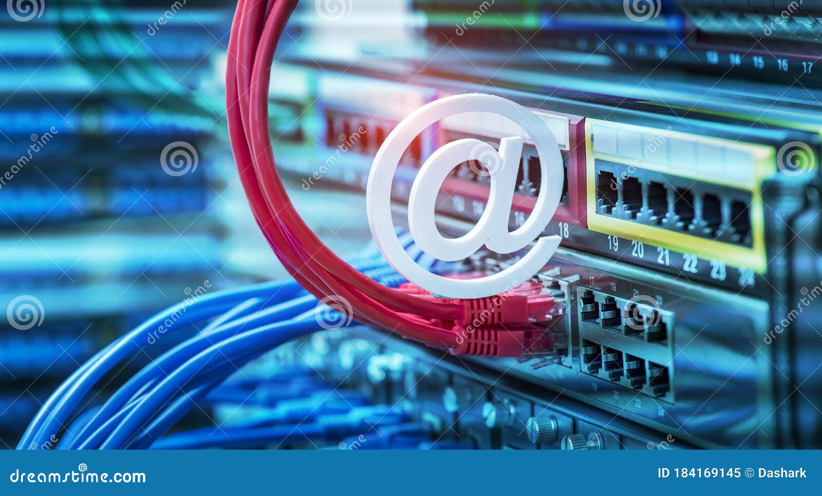 Email Symbol on Network Switch and Ethernet Cables Stock Image - Image ...