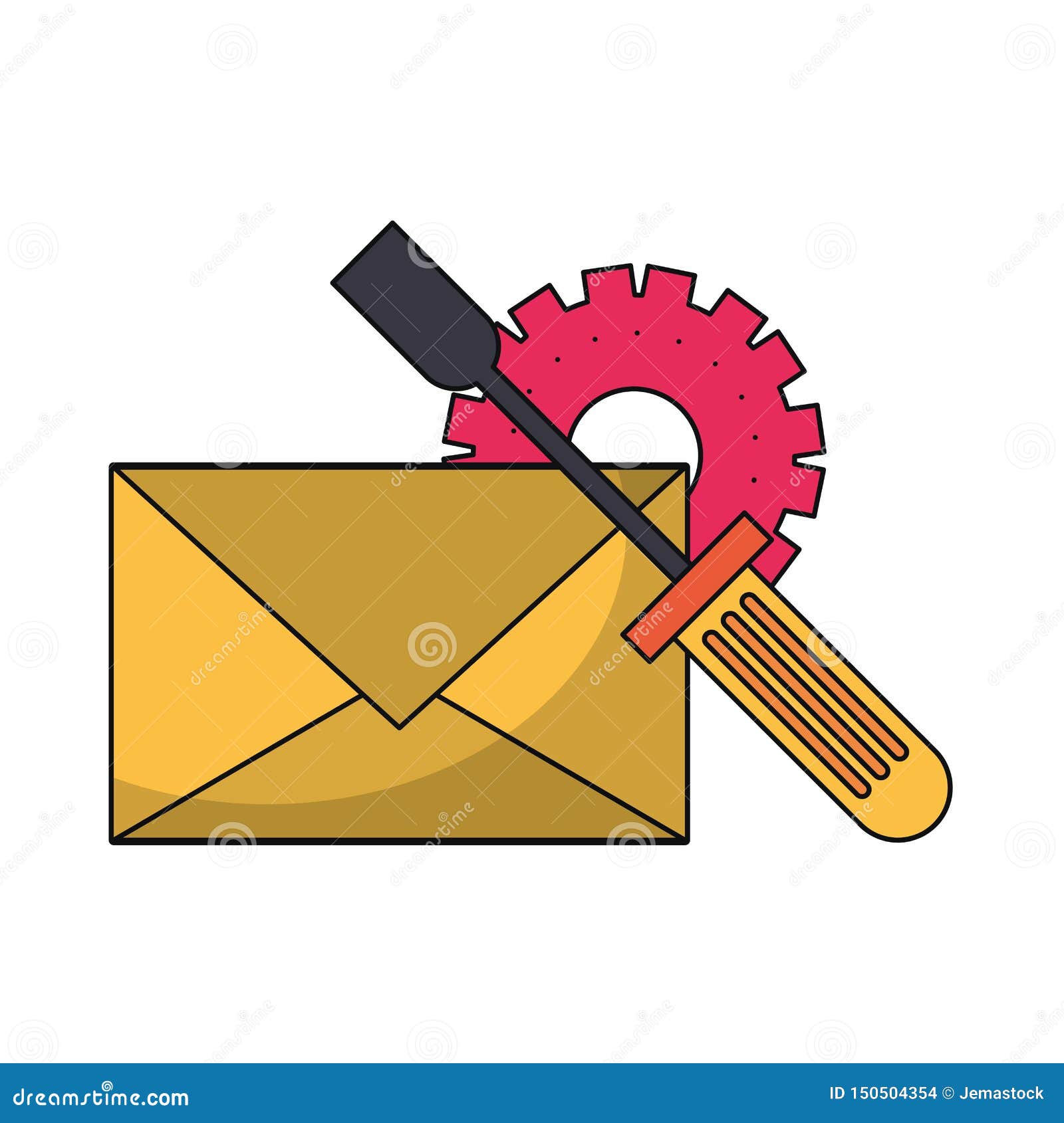 Email Technical Support Symbols Isolated Stock Vector - Illustration of ...