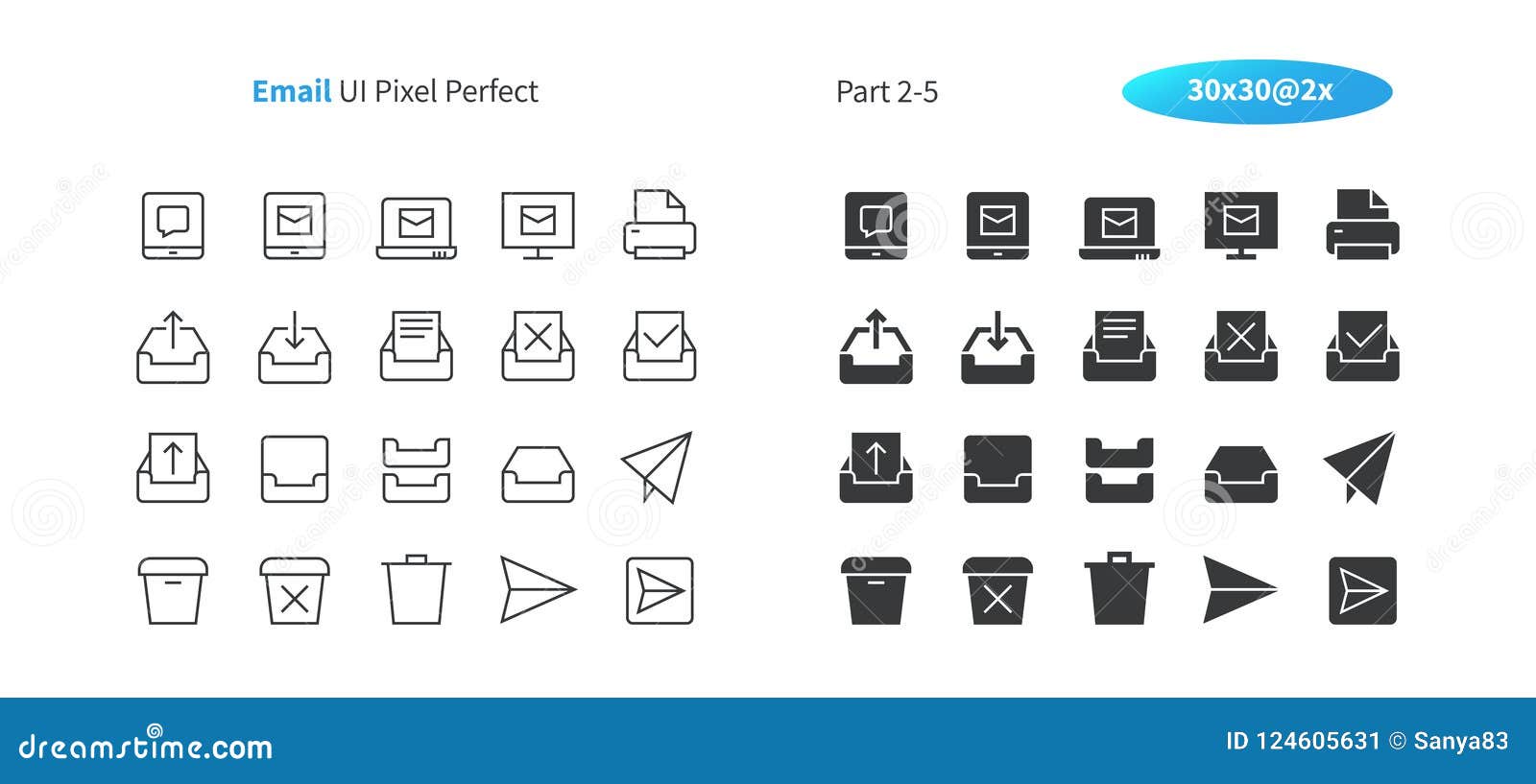 Email UI Pixel Perfect Well-crafted Vector Thin Line and Solid Icons 30 ...