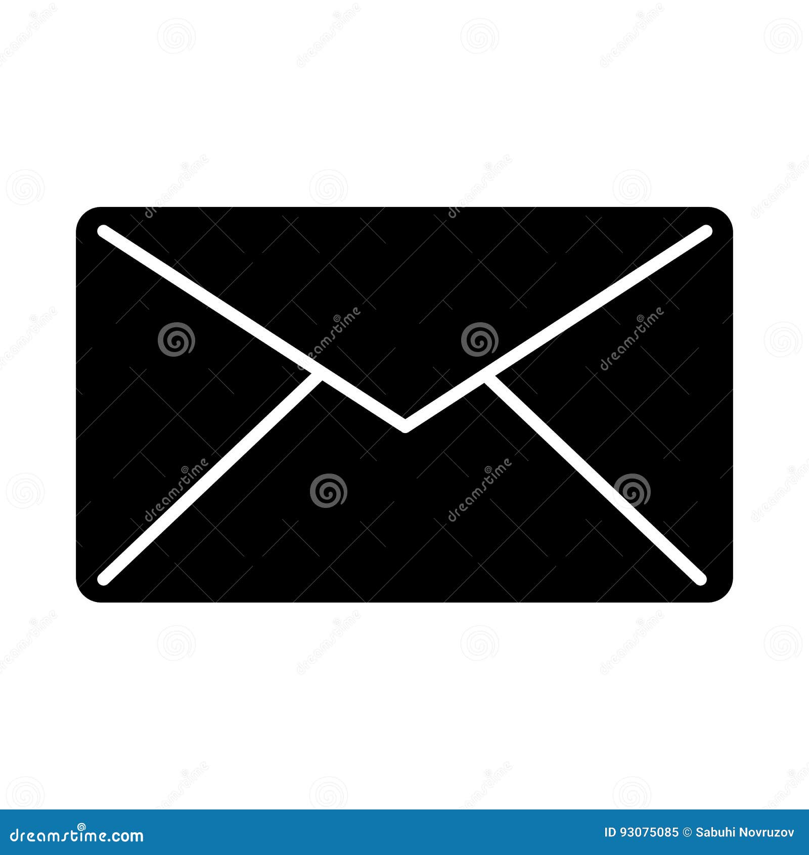 Email Vector Icon. Black and White Mail Illustration. Solid Linear ...