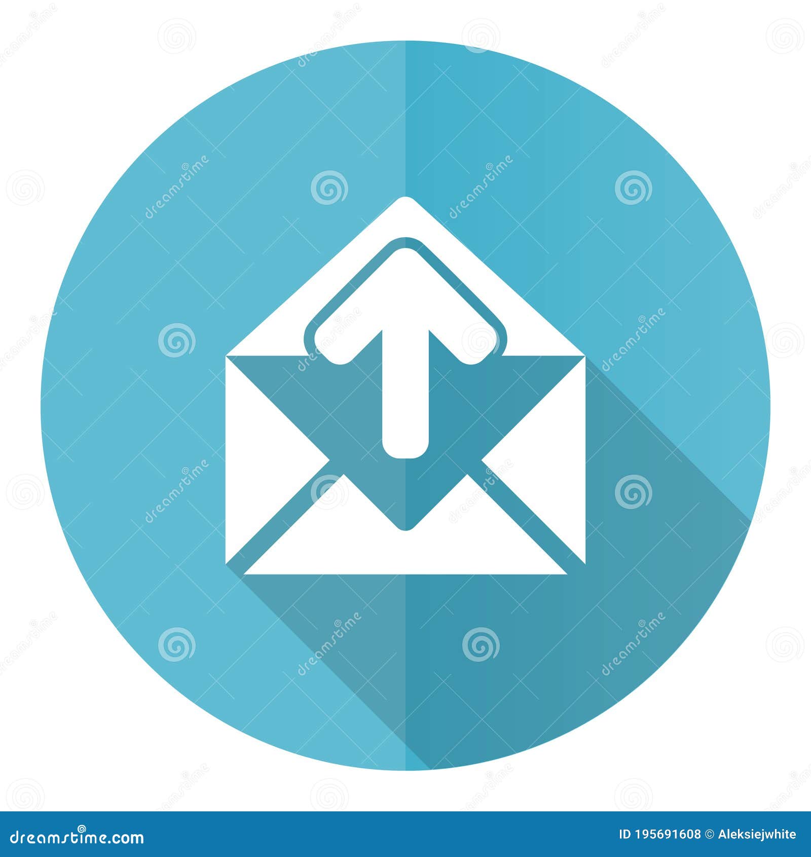 Email Vector Icon, Flat Design Blue Round Web Button Isolated on White ...