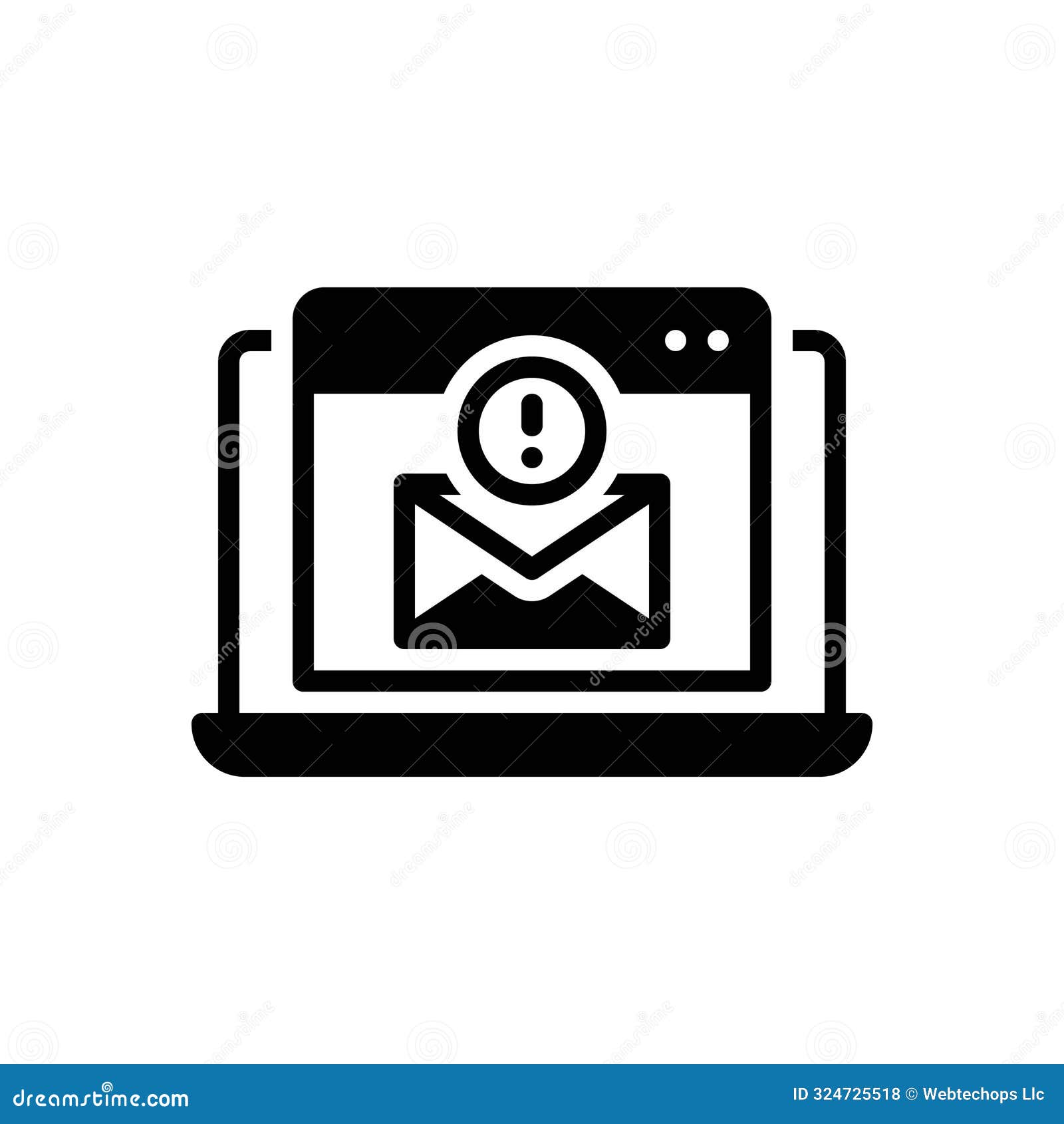 Black Solid Icon for Email Virus, Email and Alert Stock Illustration ...