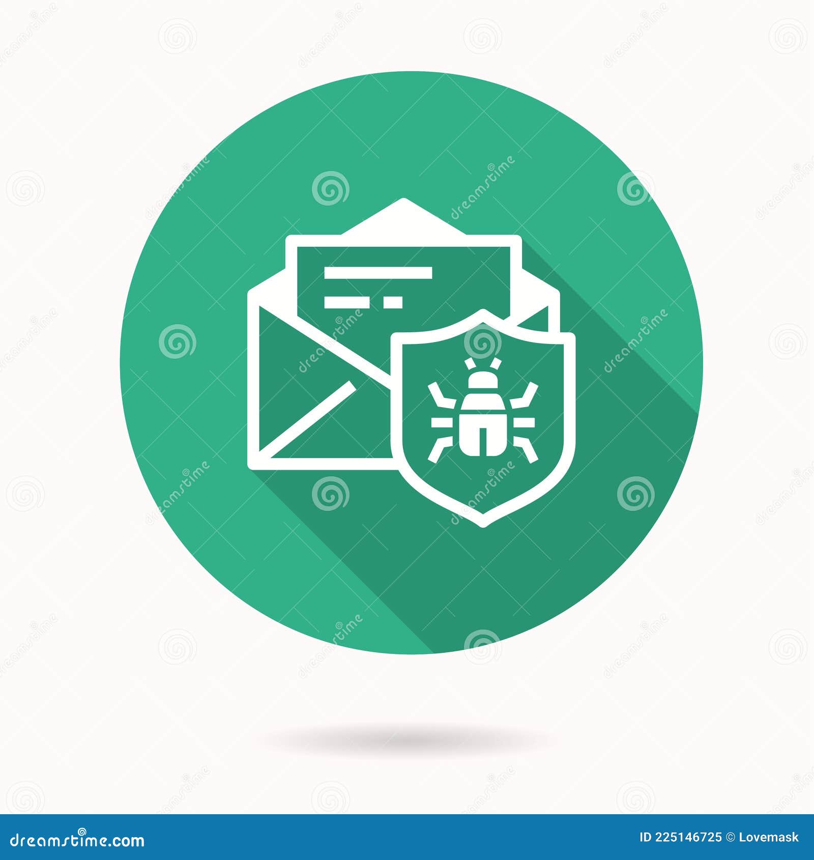 Email Virus Threat Icon with Long Shadow for Graphic and Web Design ...
