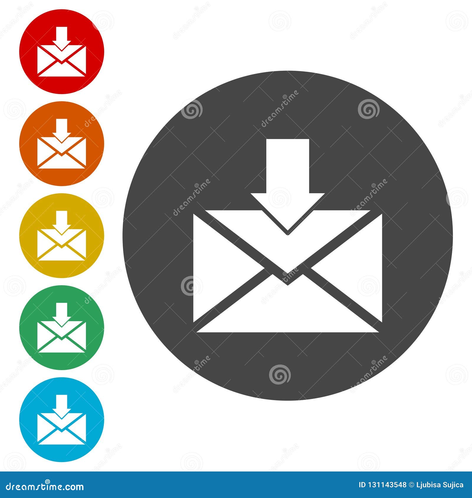 Email Web Flat Design Circle Icon.Mail Icon. Envelope Symbol. Message ...