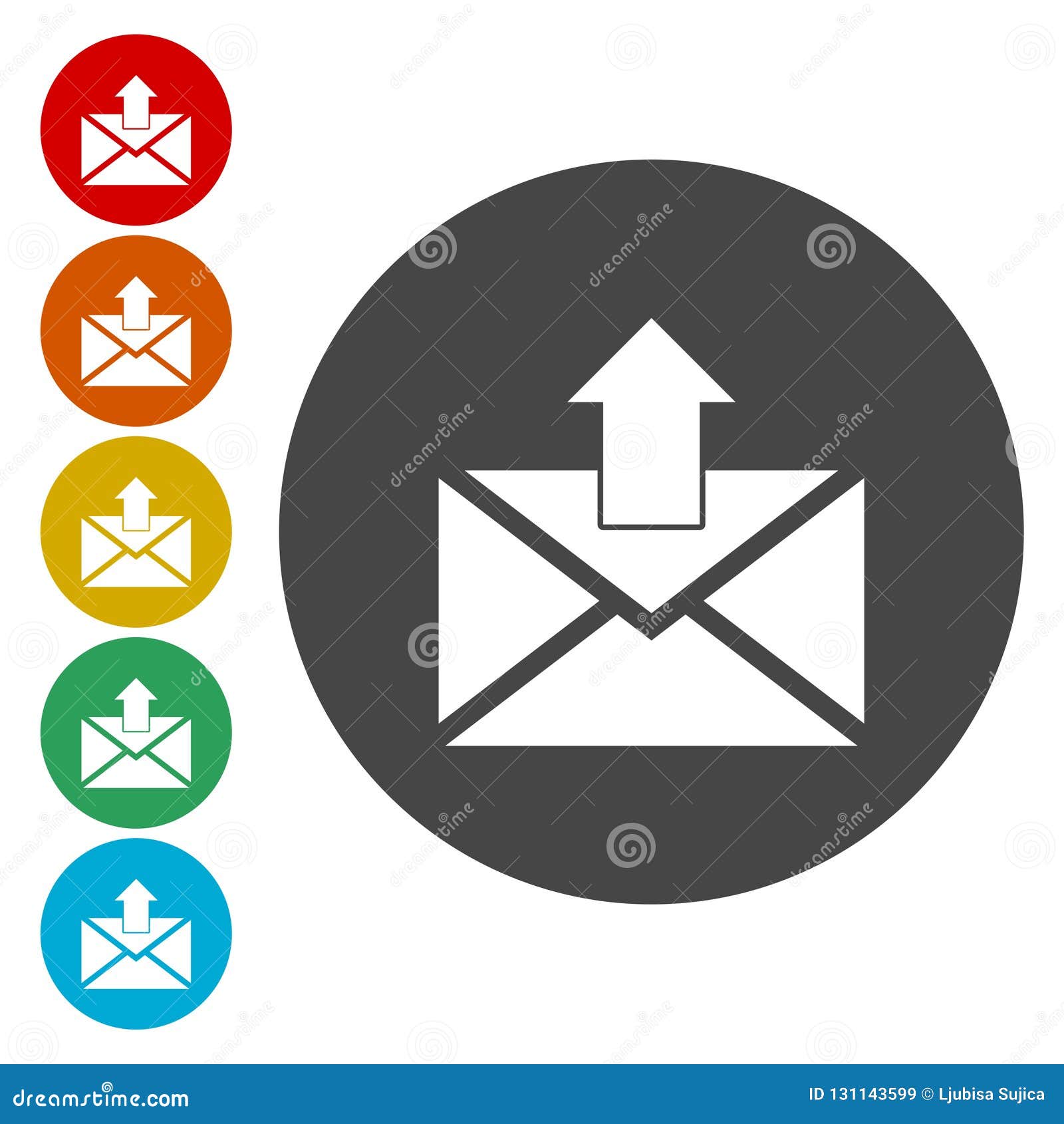 Email Web Flat Design Circle Icon.Mail Icon. Envelope Symbol. Message ...