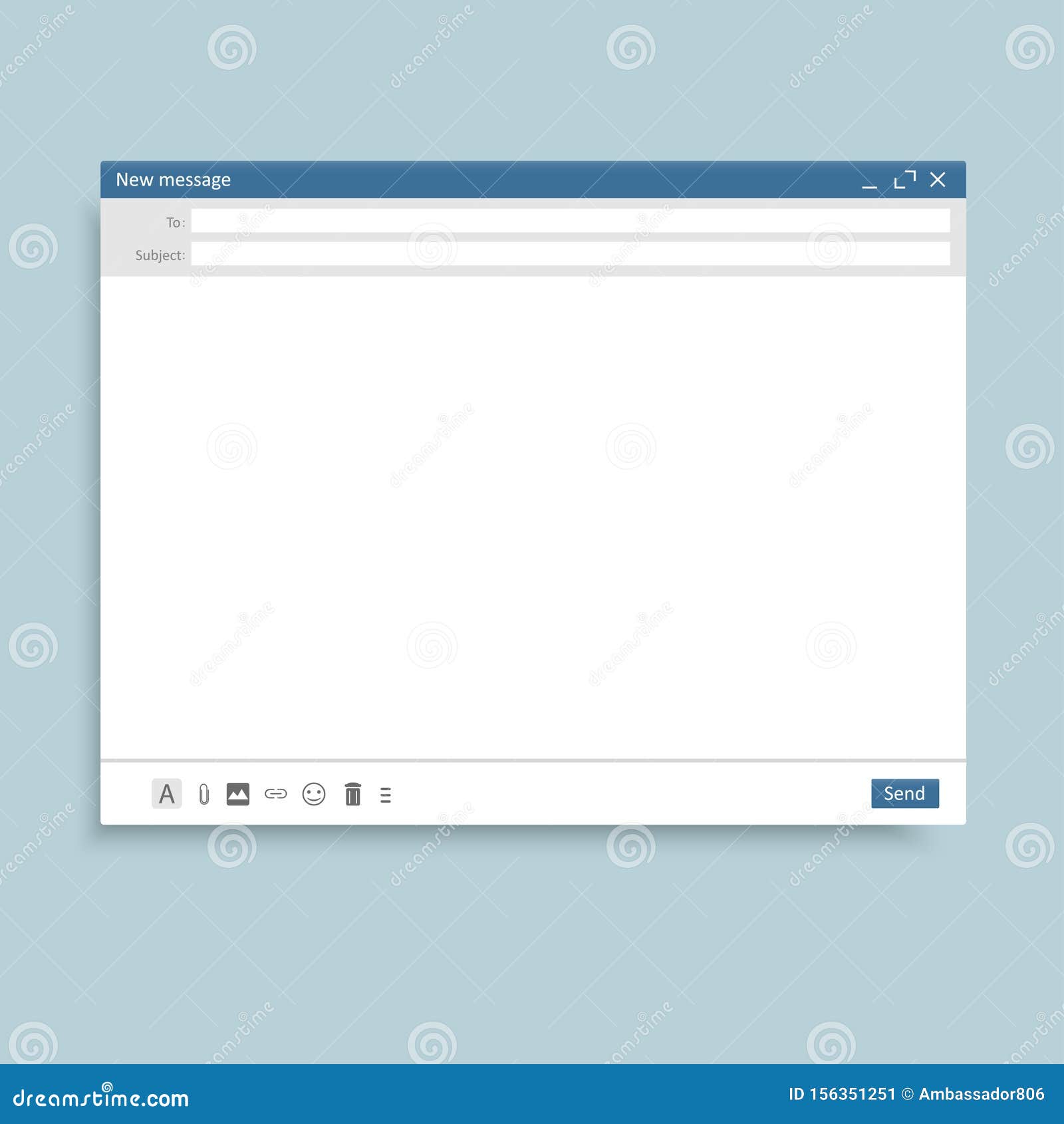 Email Window Interface Template. Mail Message Interface Blank Website ...