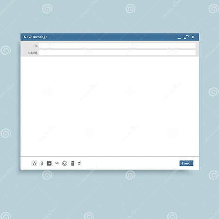 Email Window Interface Template. Mail Message Interface Blank Website ...