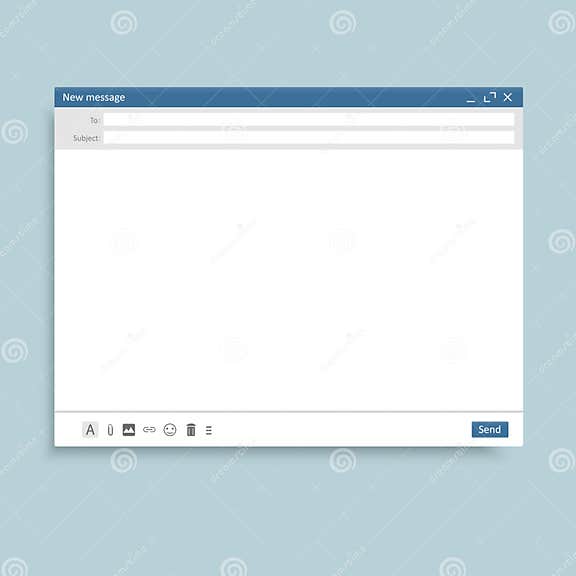 Email Window Interface Template. Mail Message Interface Blank Website ...