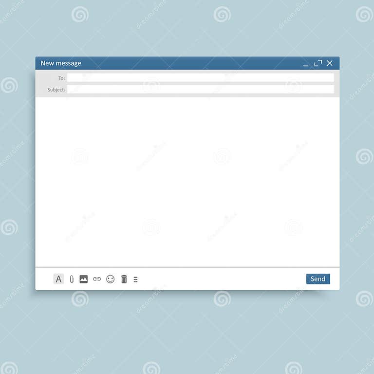 Email Window Interface Template. Mail Message Interface Blank Website ...