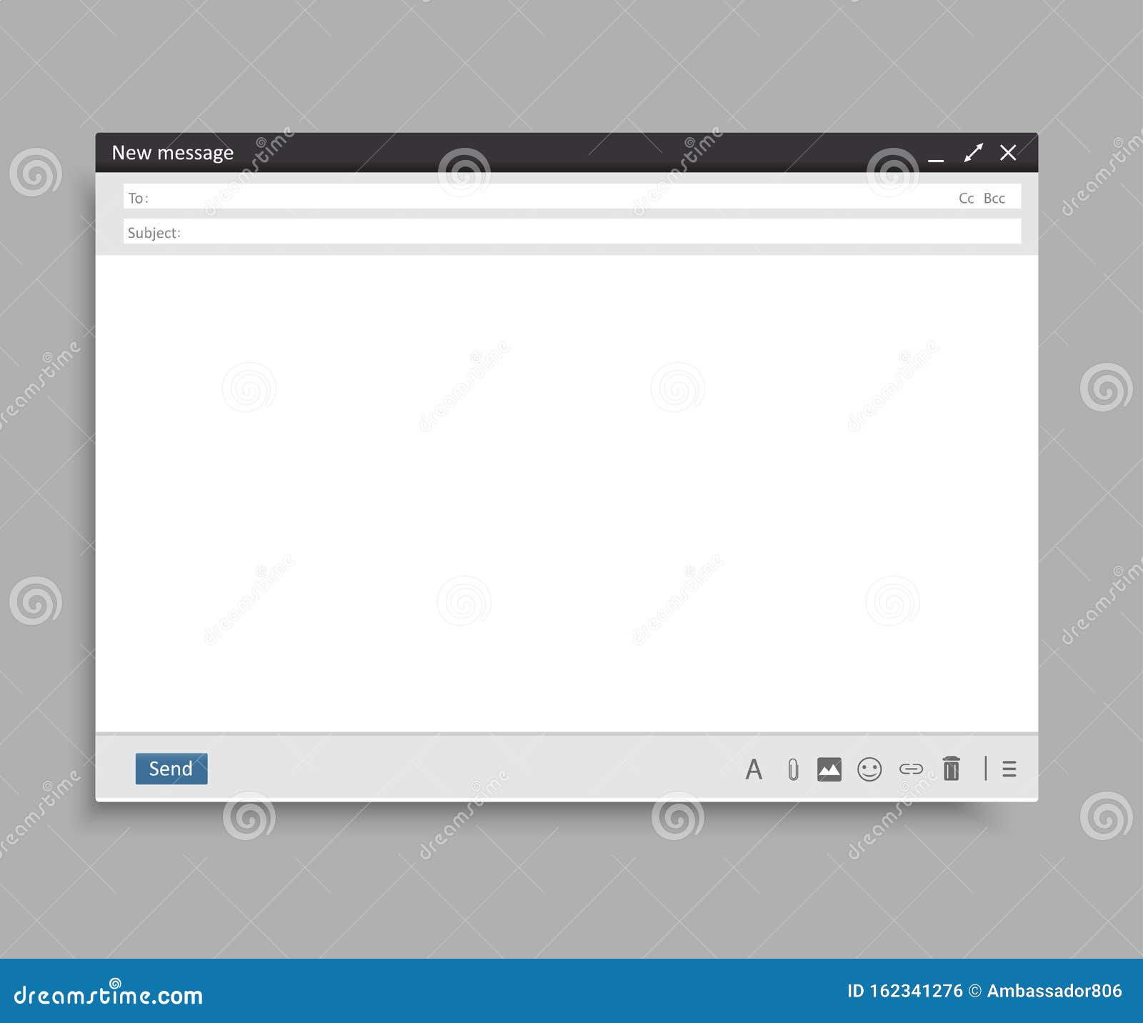 Email Window Interface Template. Mail Message Interface Blank Website ...