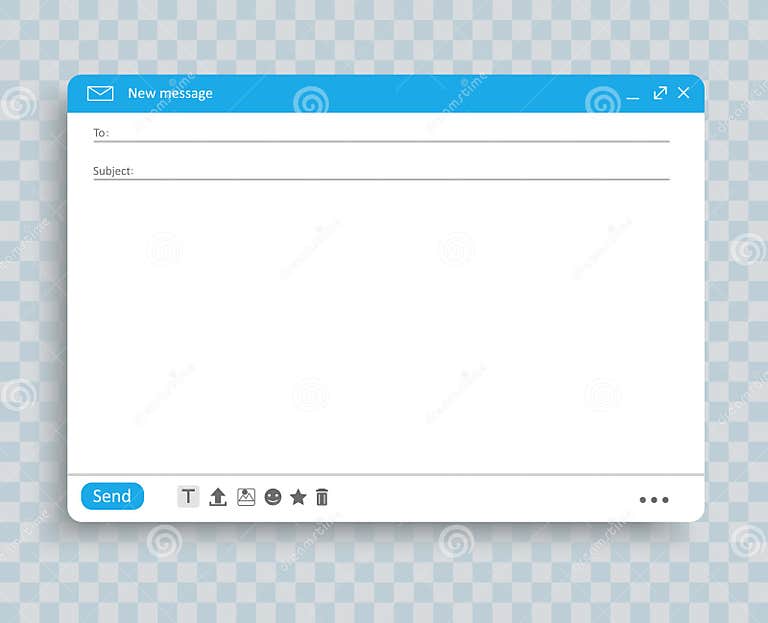 Email Window Interface Template. Mail Message Interface Blank Website ...