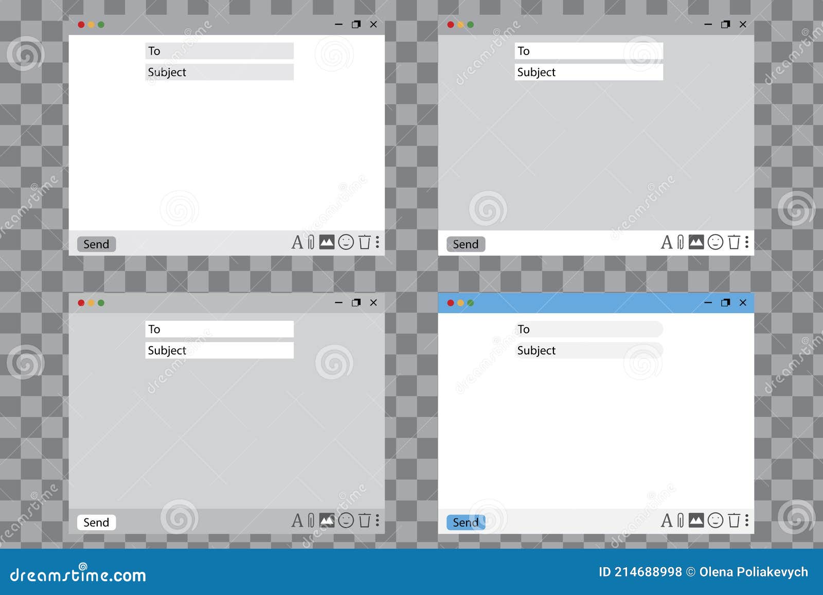 Email Windows Interface Template For Mail Message. The Artistic Design ...