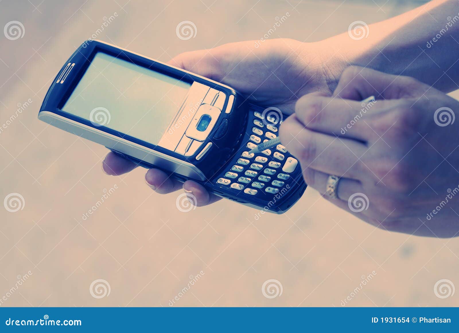 Emailing a Client with Pda Device Stock Photo - Image of holding ...