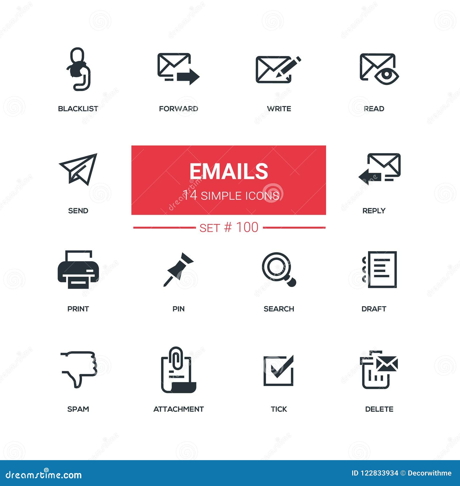 Emails - Flat Design Style Icons Set Stock Vector - Illustration of ...