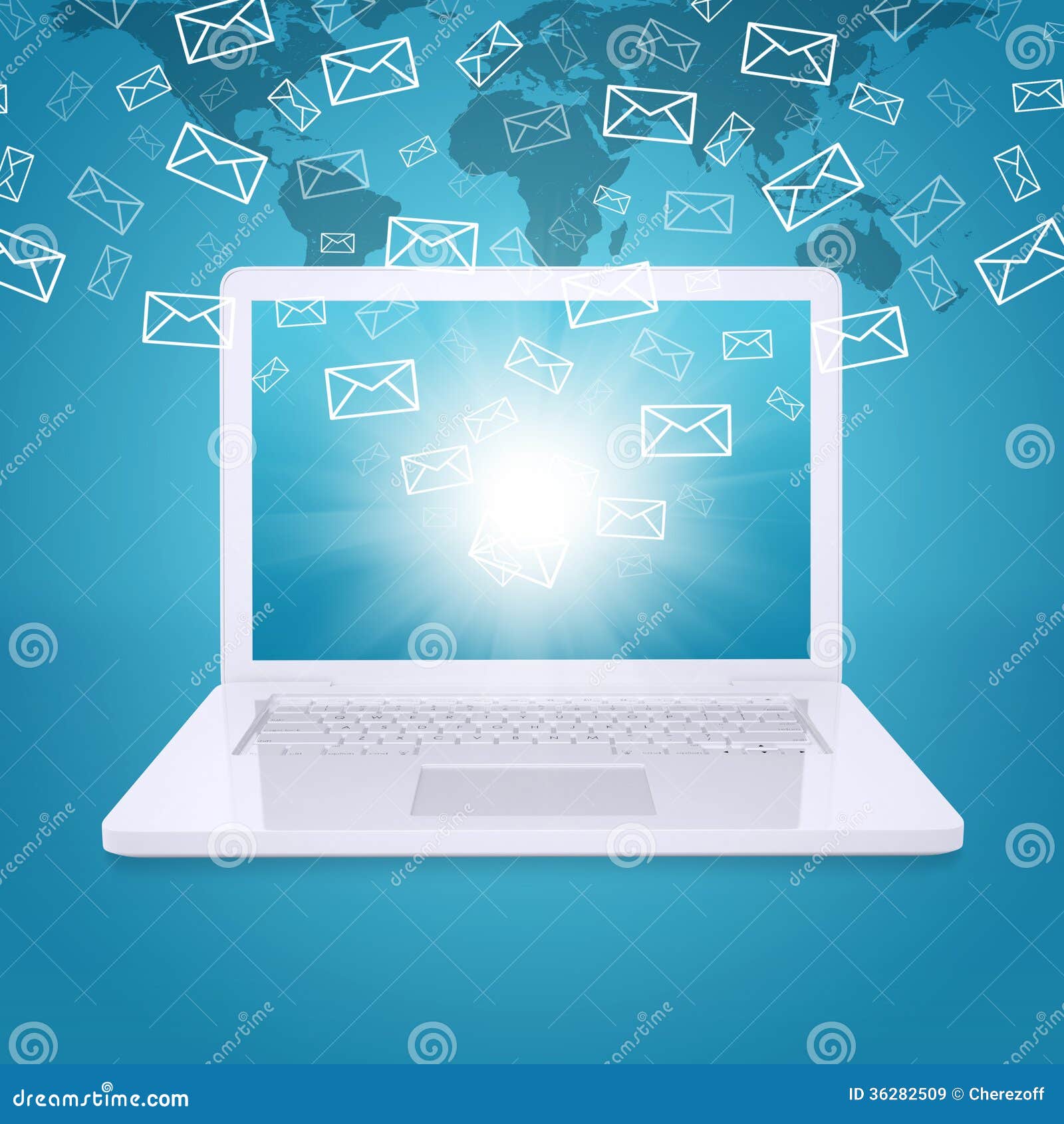 Emails Fly Out of Laptop Screen Stock Image - Image of internet, http ...