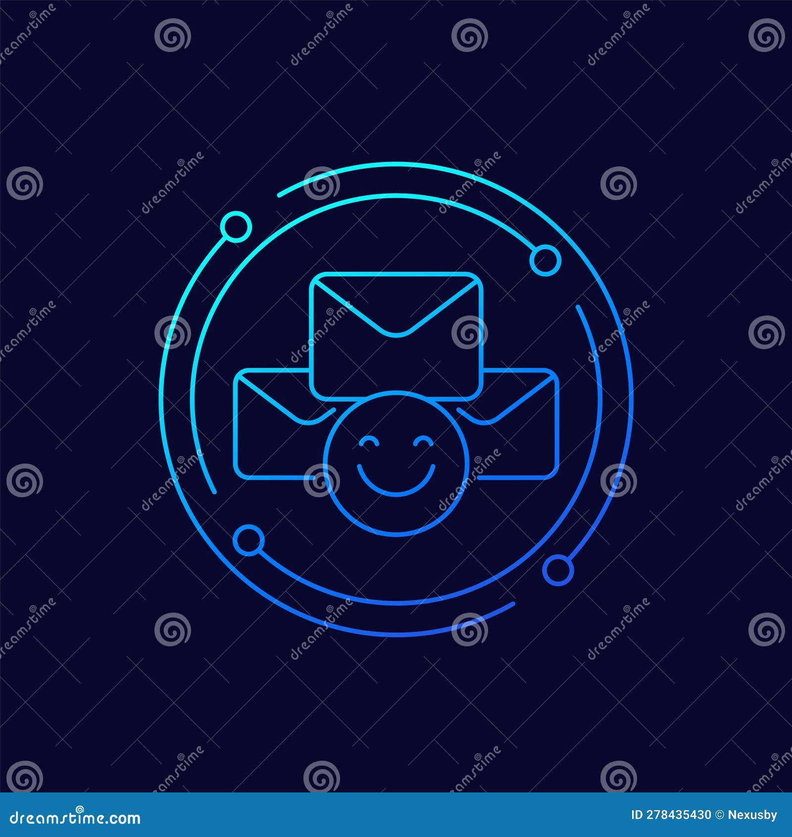 Emails and Happy Emoji Icon, Linear Design Stock Vector - Illustration ...