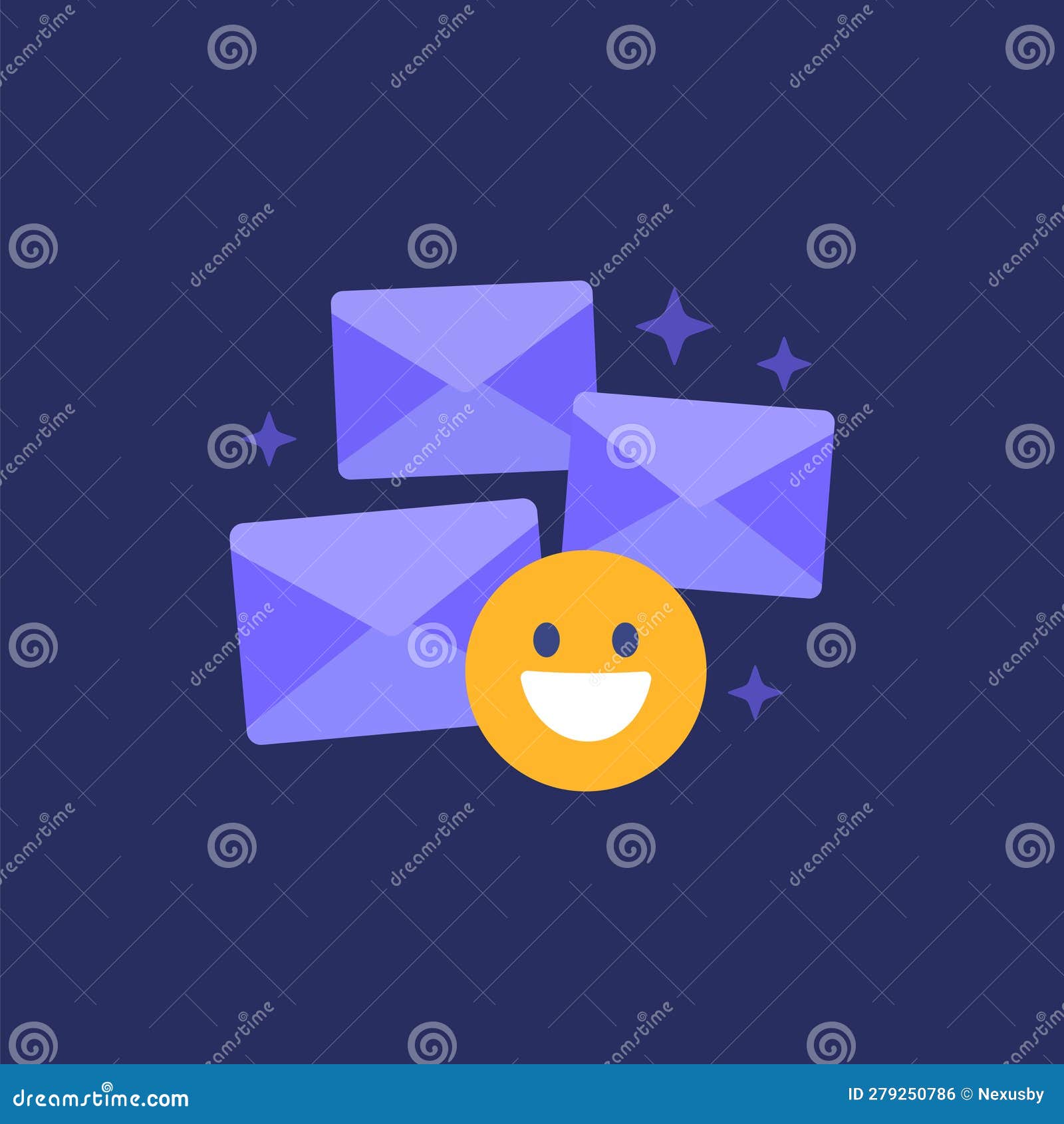 Emails and Happy Emoji Icon, Vector Stock Vector - Illustration of ...