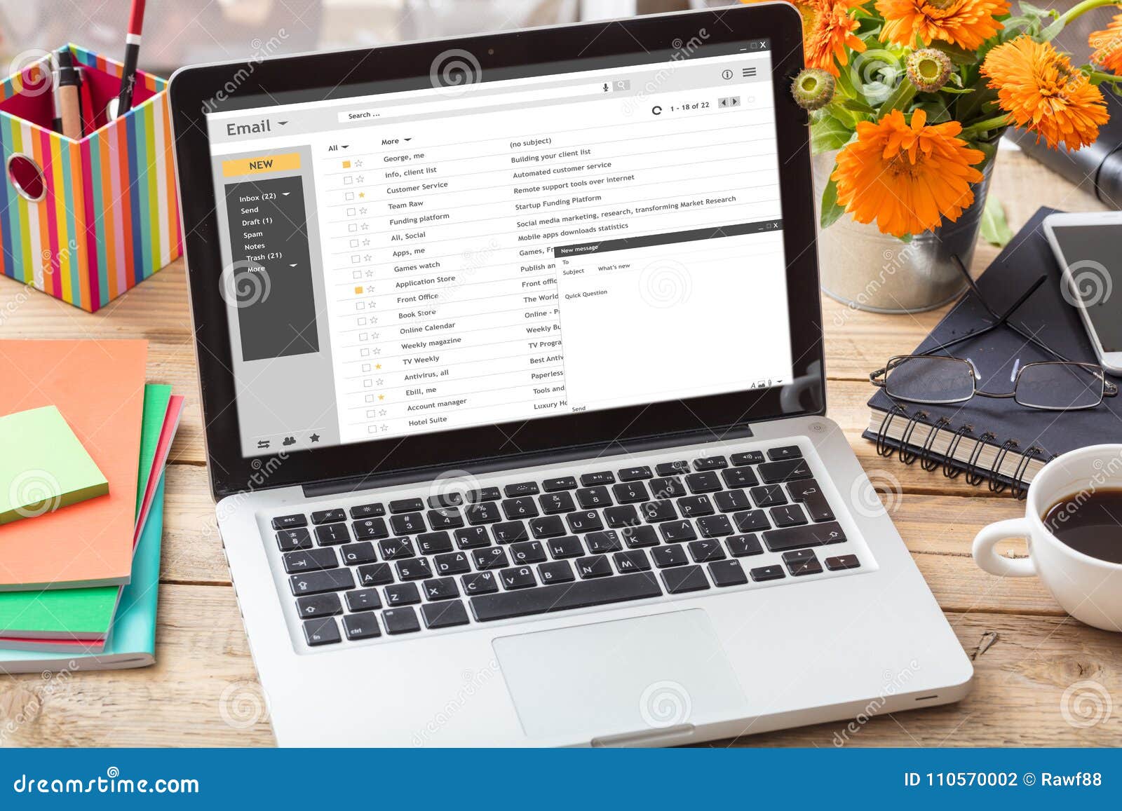 Emails List on a Laptop Screen on an Office Desk Stock Photo - Image of ... Emails List on a Laptop Screen on an Office Desk Stock Photo - Image of ...