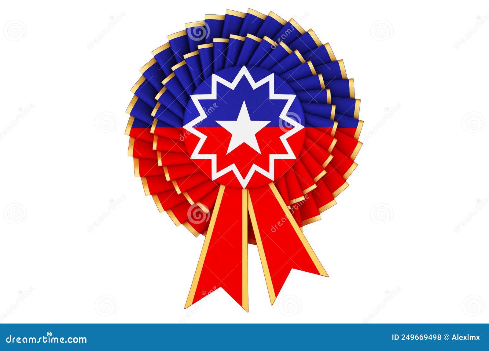 Emancipation Flag Painted on the Award Ribbon Rosette. 3D Rendering ...