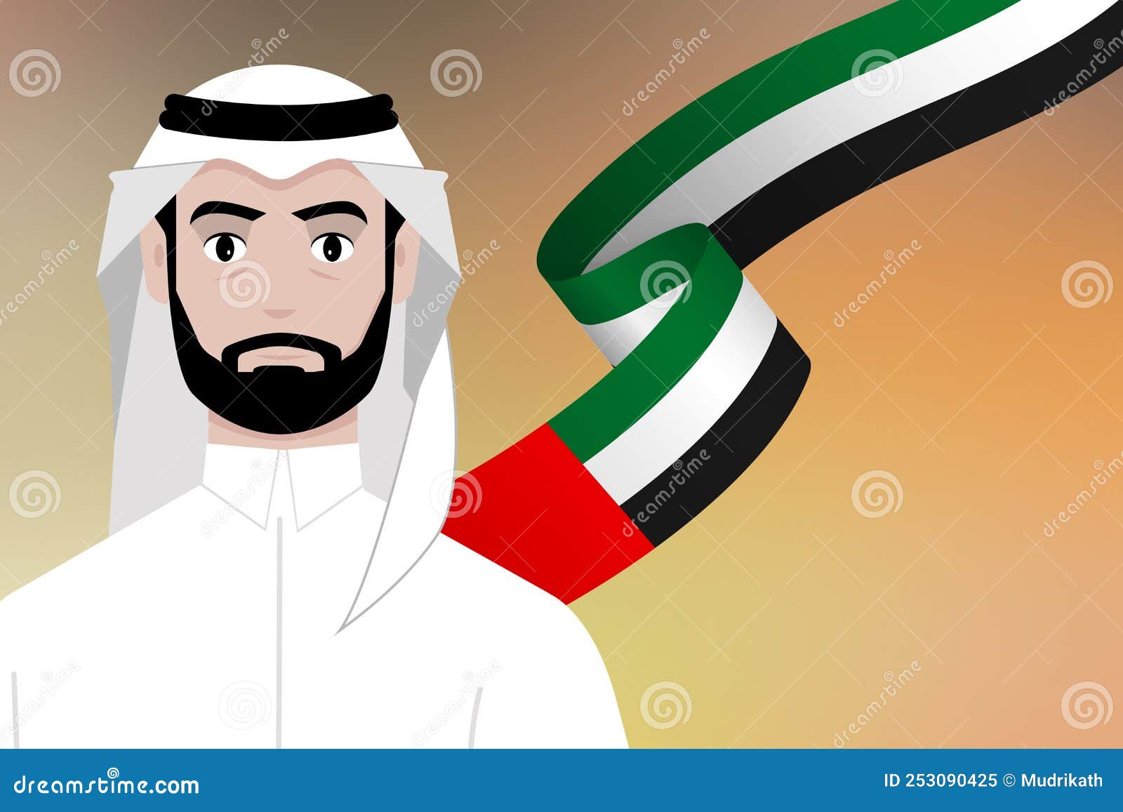 Emarati Man Vector In UAE National Flag Royalty-Free Stock Photo ...