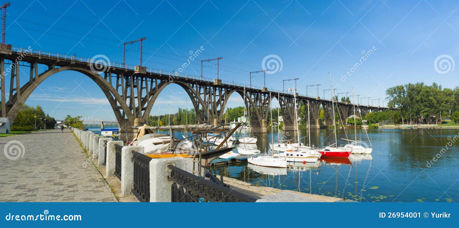 Embankment with Arched Bridge Stock Image - Image of bridge ...