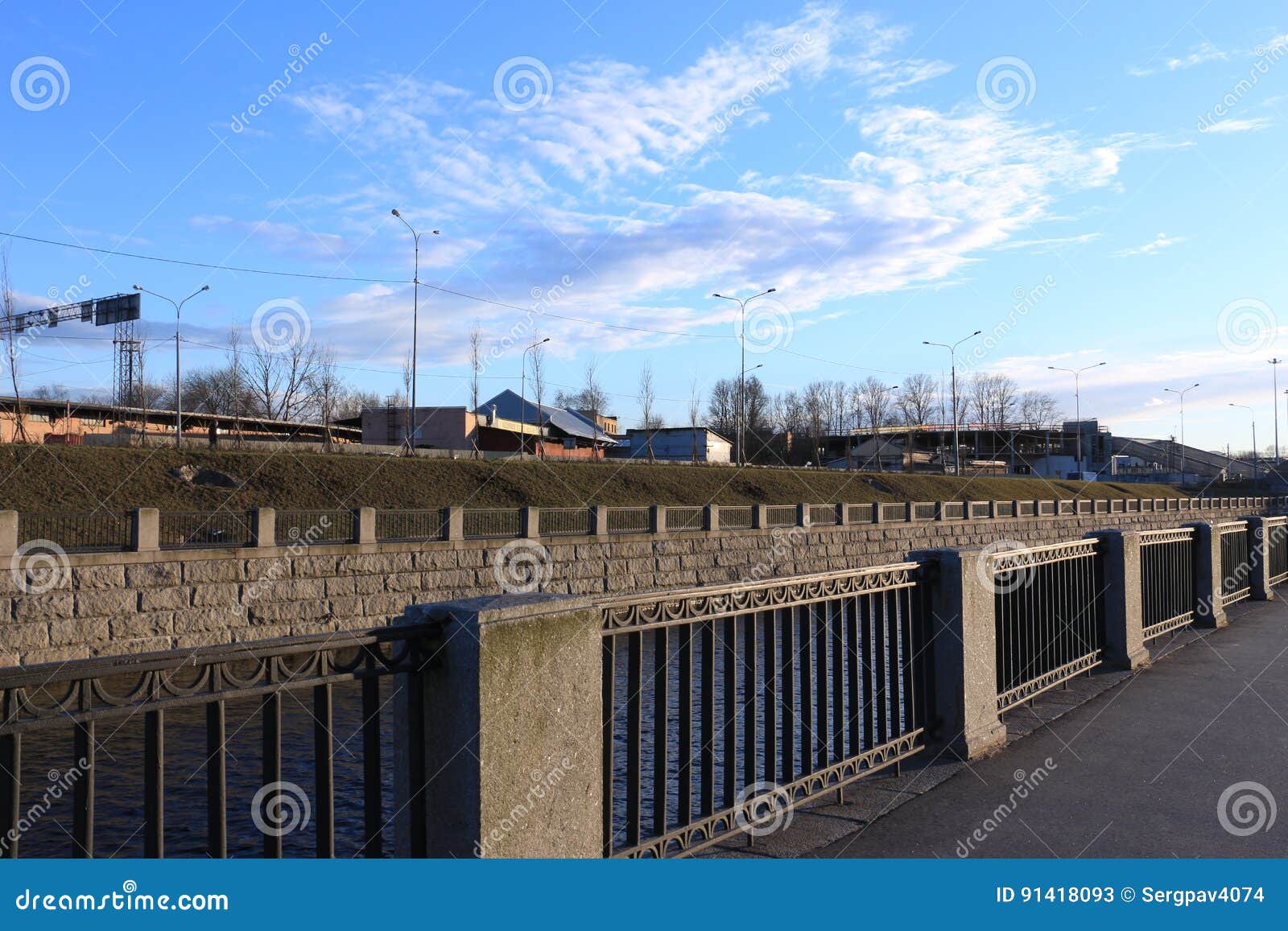 Embankment of the canal stock image. Image of iron, clouds - 91418093