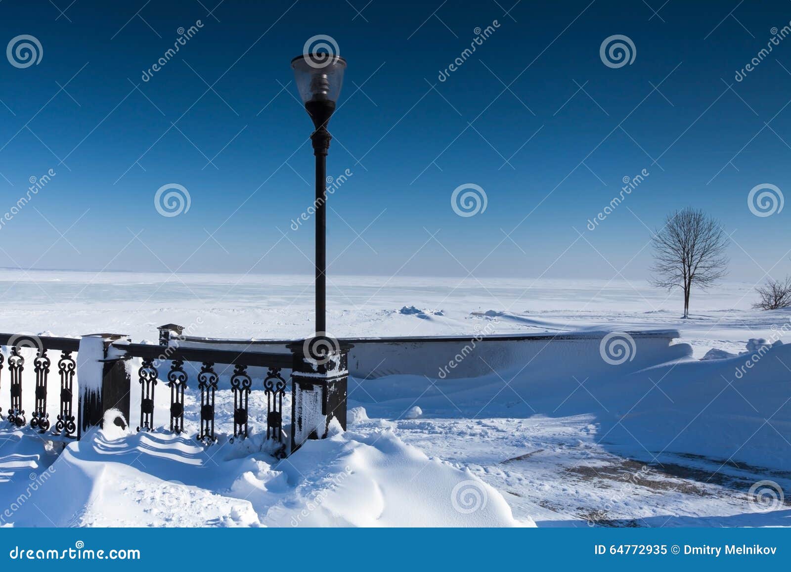 Embankment Covered with Snow Stock Image - Image of peaceful, cold ...