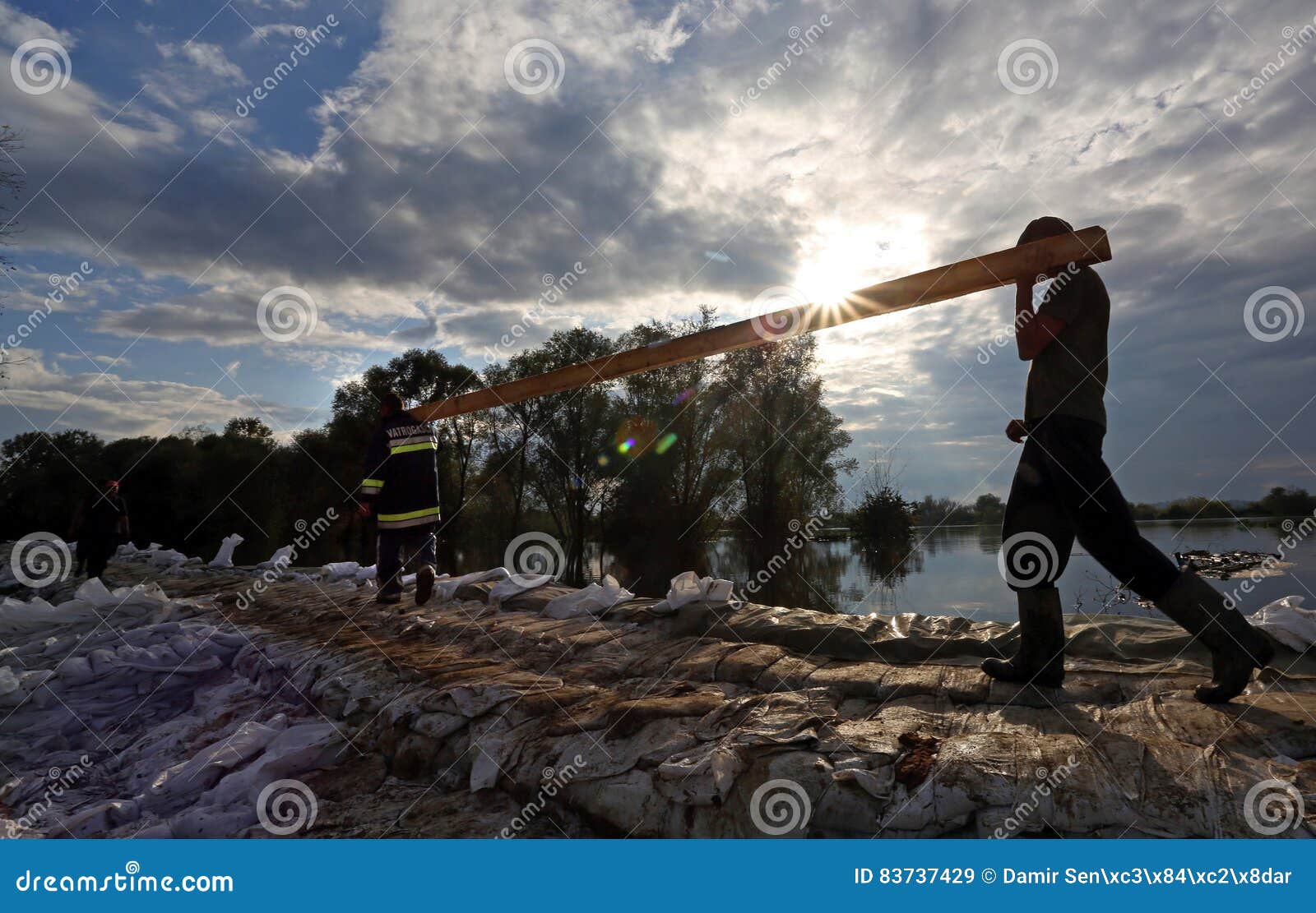 Embankment for flood stock image. Image of clouds, sand - 83737429