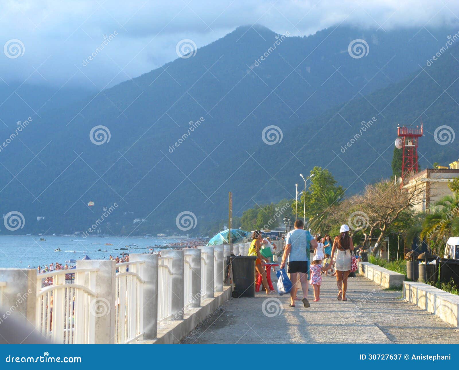 Embankment in Gagra editorial photography. Image of sunset - 30727637