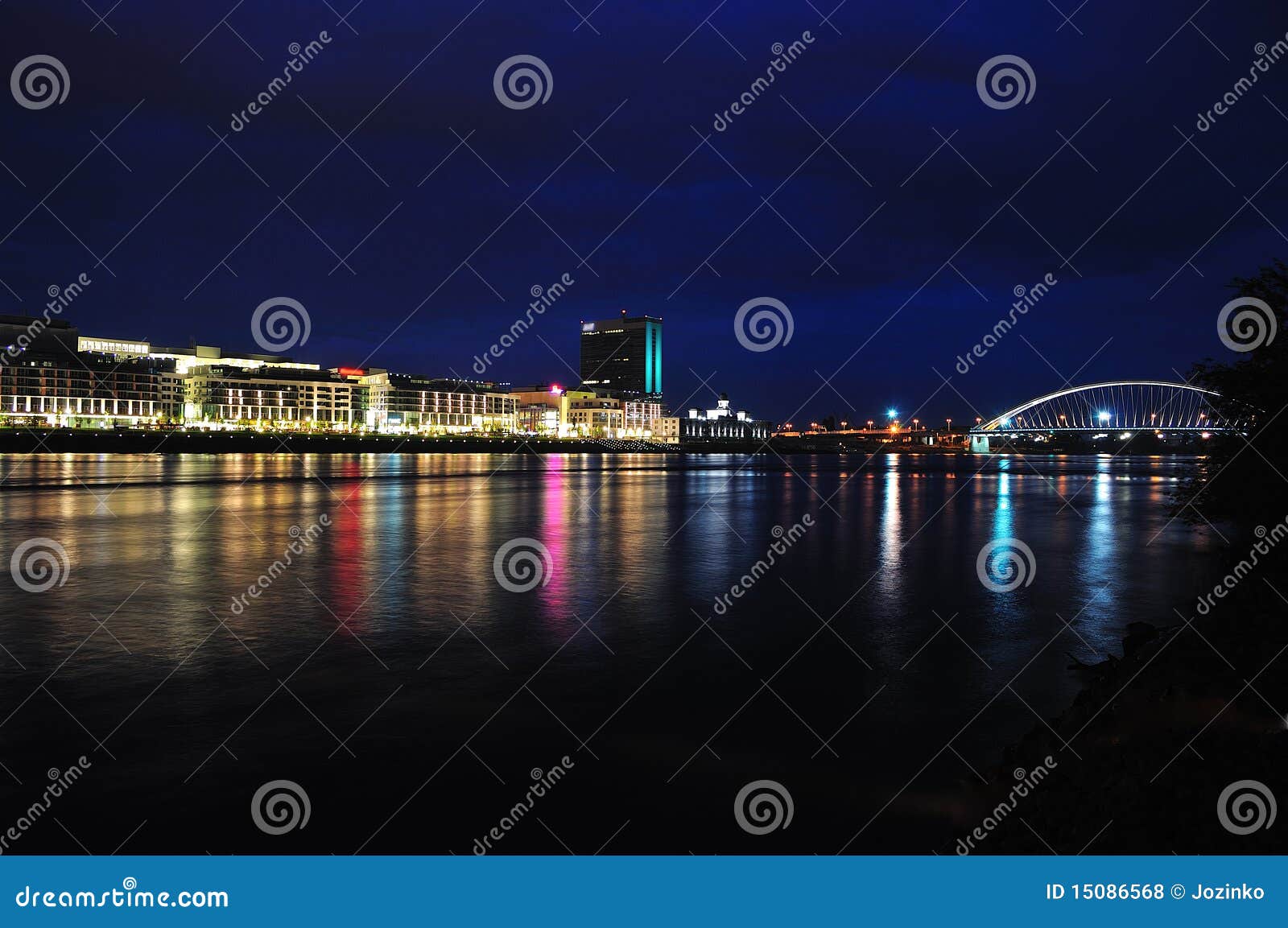 Embankment at night stock photo. Image of town, river - 15086568
